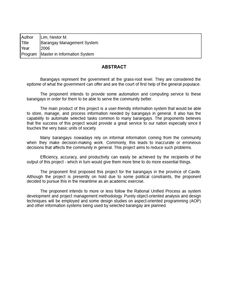 MIS-Abstract - Lim, Nestor M. | PDF | Computers