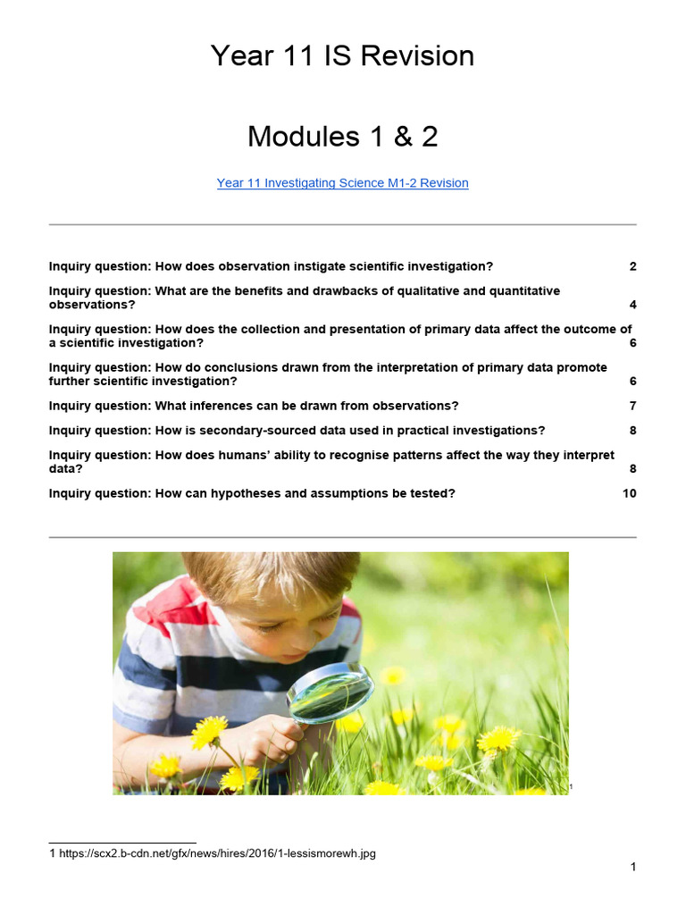 Year 11 IS Revision Modules 1 & 2 | PDF | Quantitative Research ...