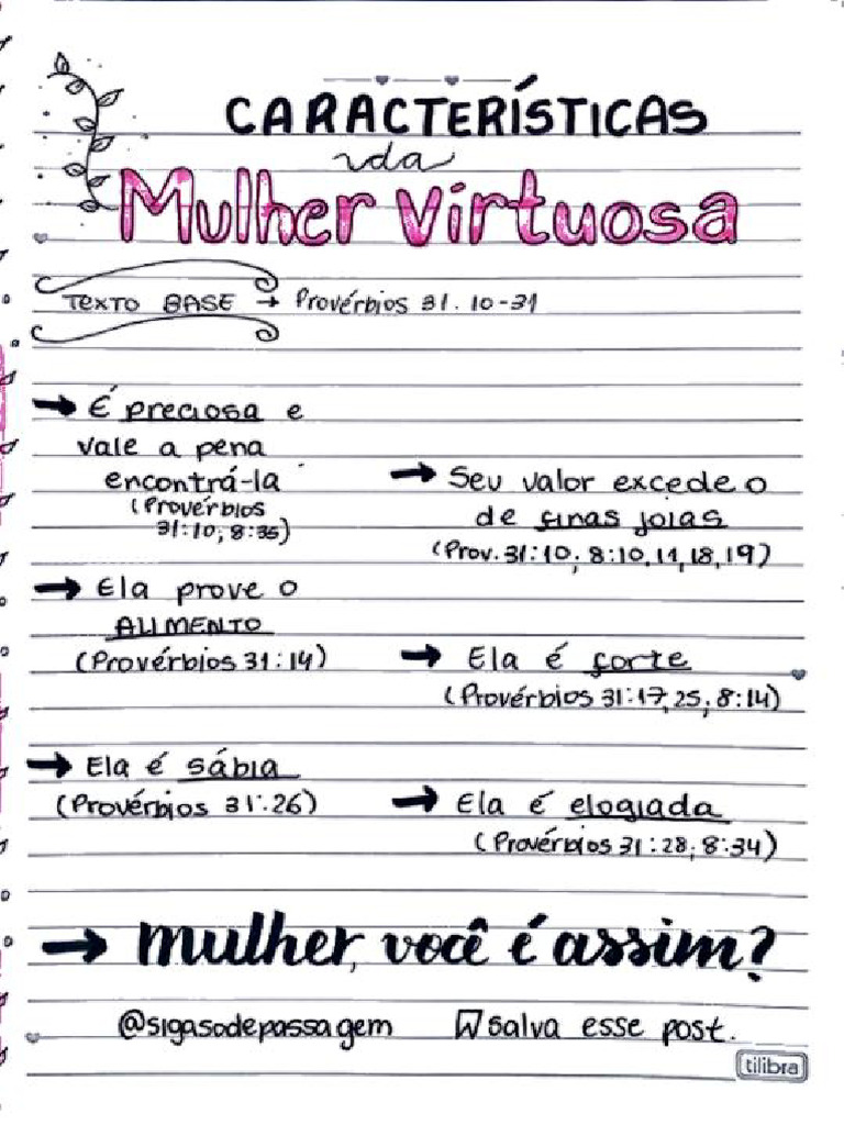 Características Da Mulher Virtuosa | PDF