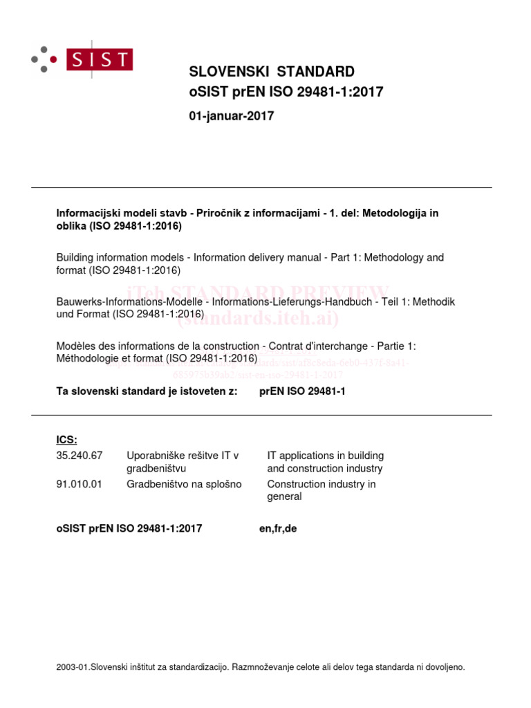 Sist en Iso 29481 1 2017 | PDF | Building Information Modeling ...