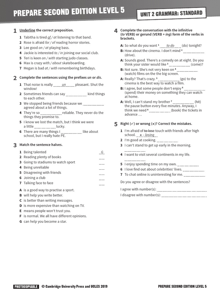 Prepare 5 Unit 2 Vocabulary Test | PDF | Language Mechanics ...