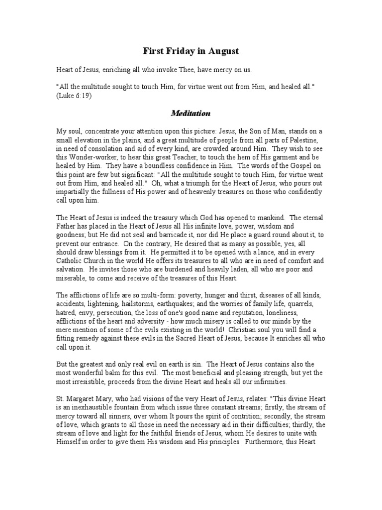First Friday August | PDF | Eucharist | Thou