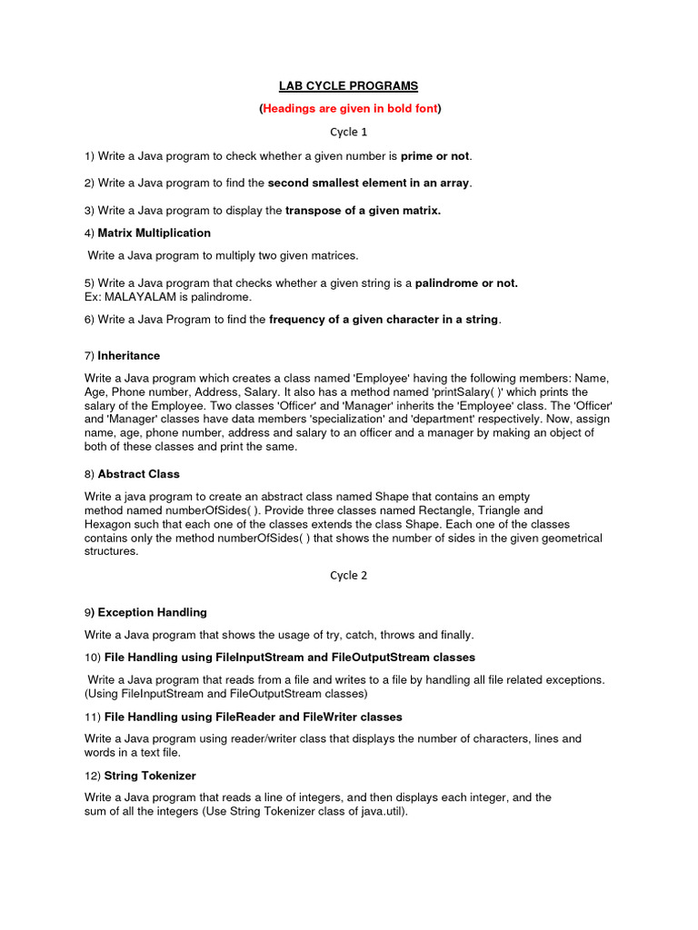 Java Lab Cycle Programs 2022 | PDF | Computer File | Java (Programming ... Java Lab Cycle Programs 2022 | PDF | Computer File | Java (Programming ...