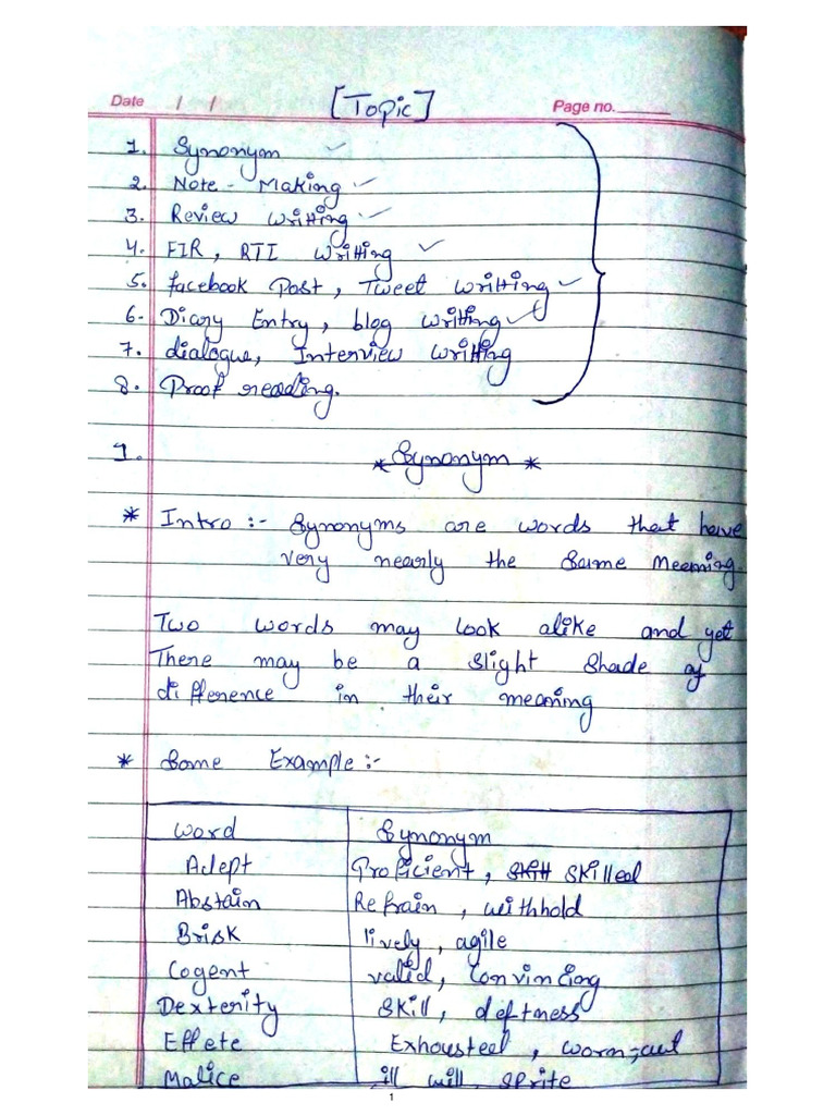 Short Notes For English Fluency | PDF