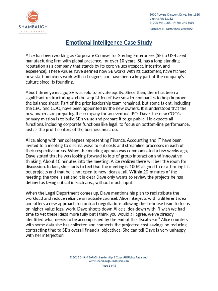 Acc NCR Mod1 Ei Case Study | PDF | Leadership | Empathy