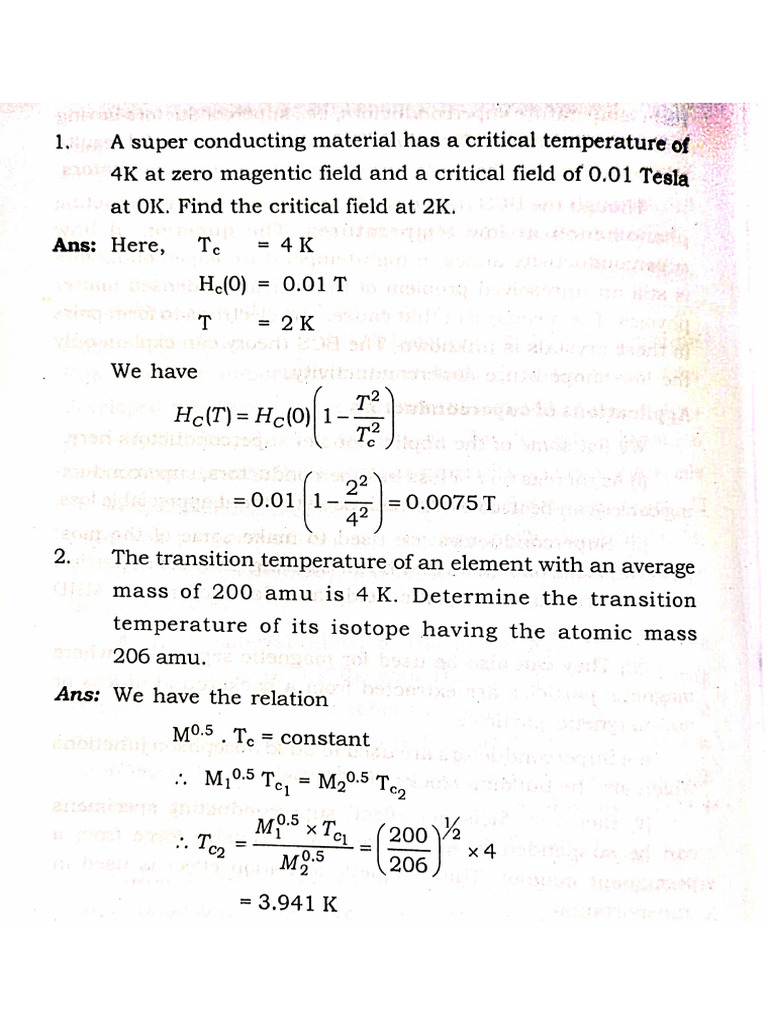 Superconductivity Qstns | PDF Superconductivity Qstns | PDF