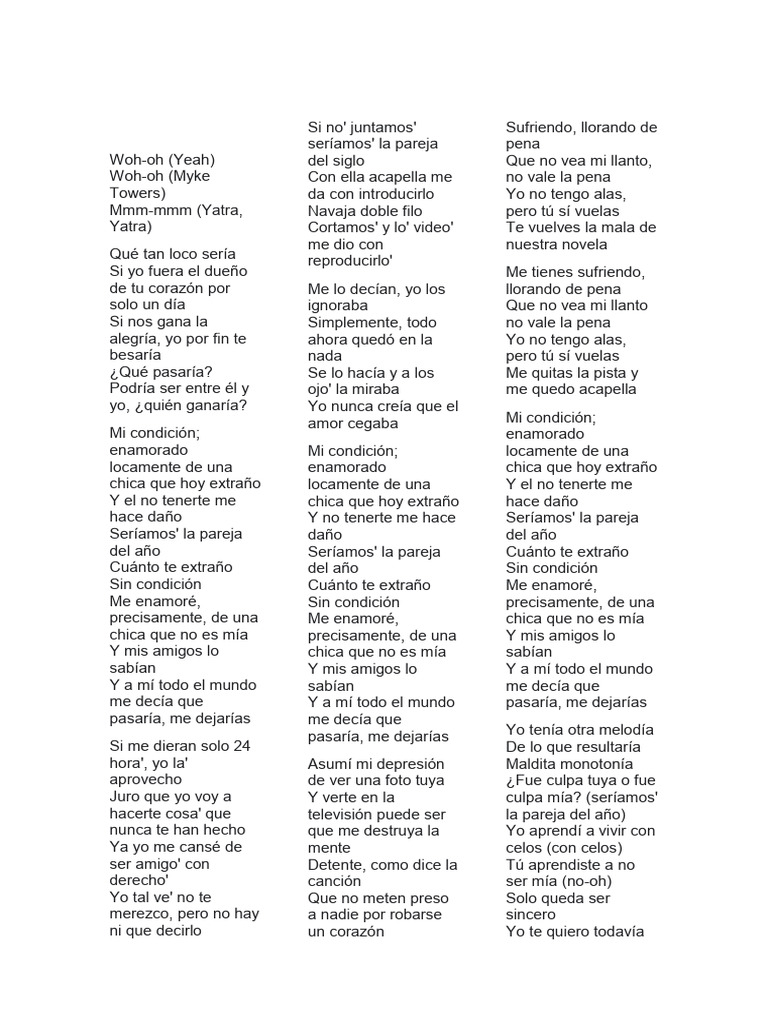 La pareja del año: letra y emociones | PDF | Poesía