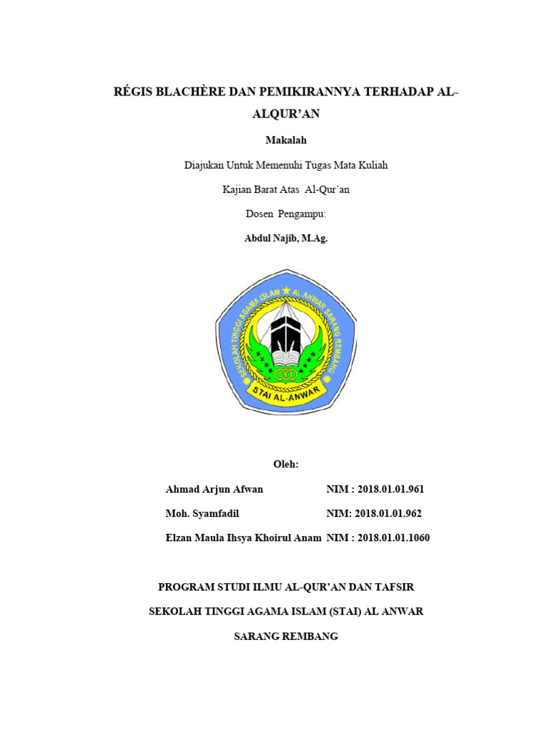 Pemikiran Régis Blachère tentang Al-Qur'an | PDF
