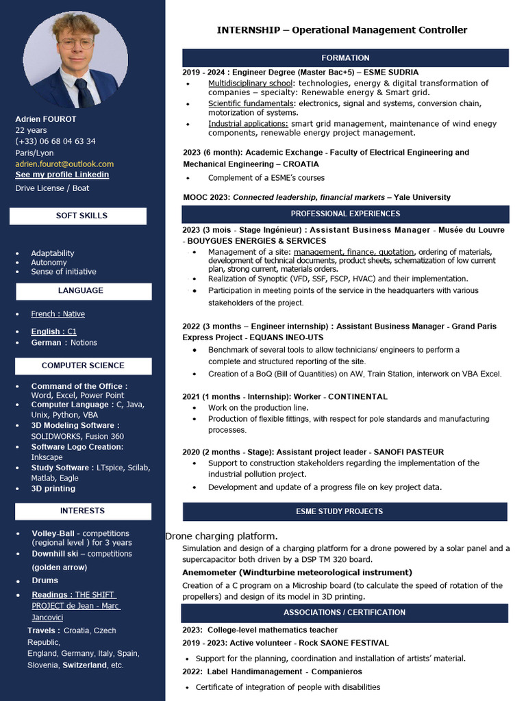 CV Adrien Fourot | PDF | 3 D Computer Graphics | Engineer