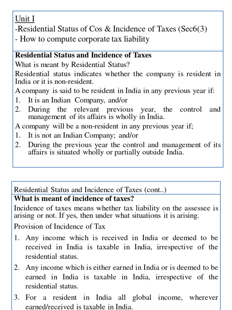Residential Status of Cos | PDF