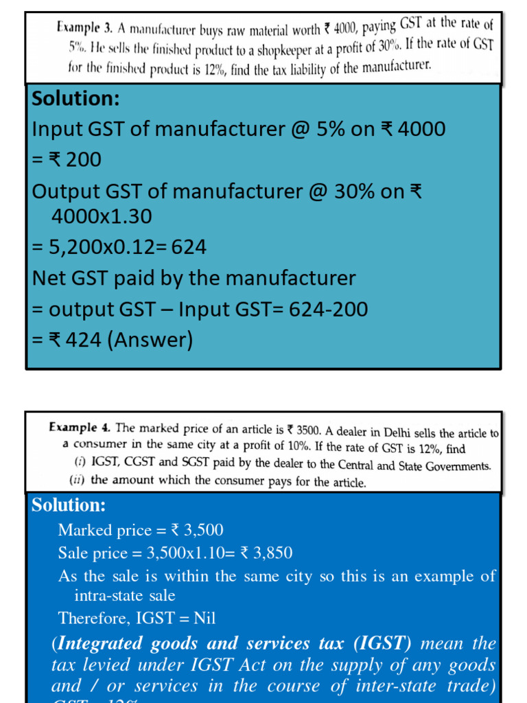 Lect03 - GST Numericals (Cont) | PDF