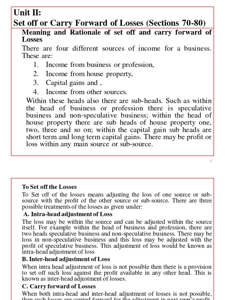 Set Off & Carry Forward of Losses | PDF | Expense | Depreciation Set Off & Carry Forward of Losses | PDF | Expense | Depreciation