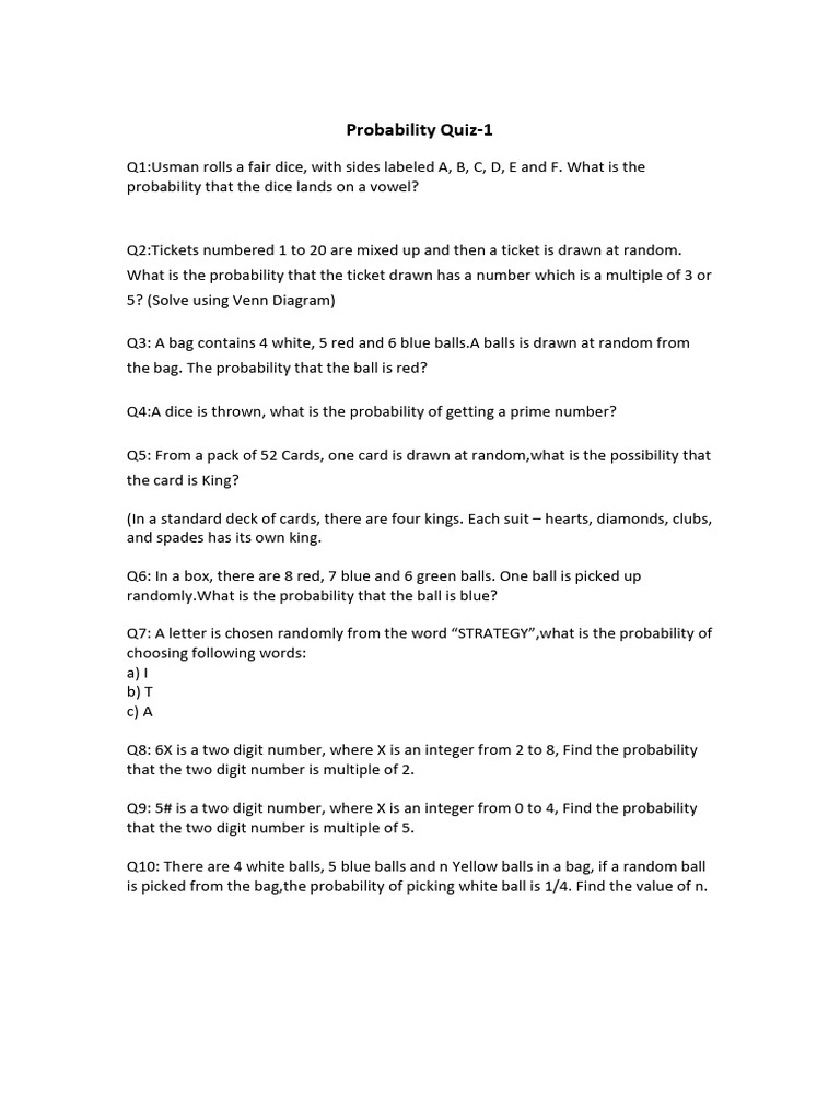 Math Weekly Quiz 1 | PDF