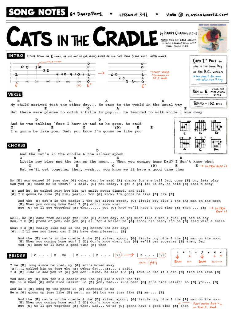 Cats in The Cradle by Harry Chapin - Song Notes by David Pots | PDF ...