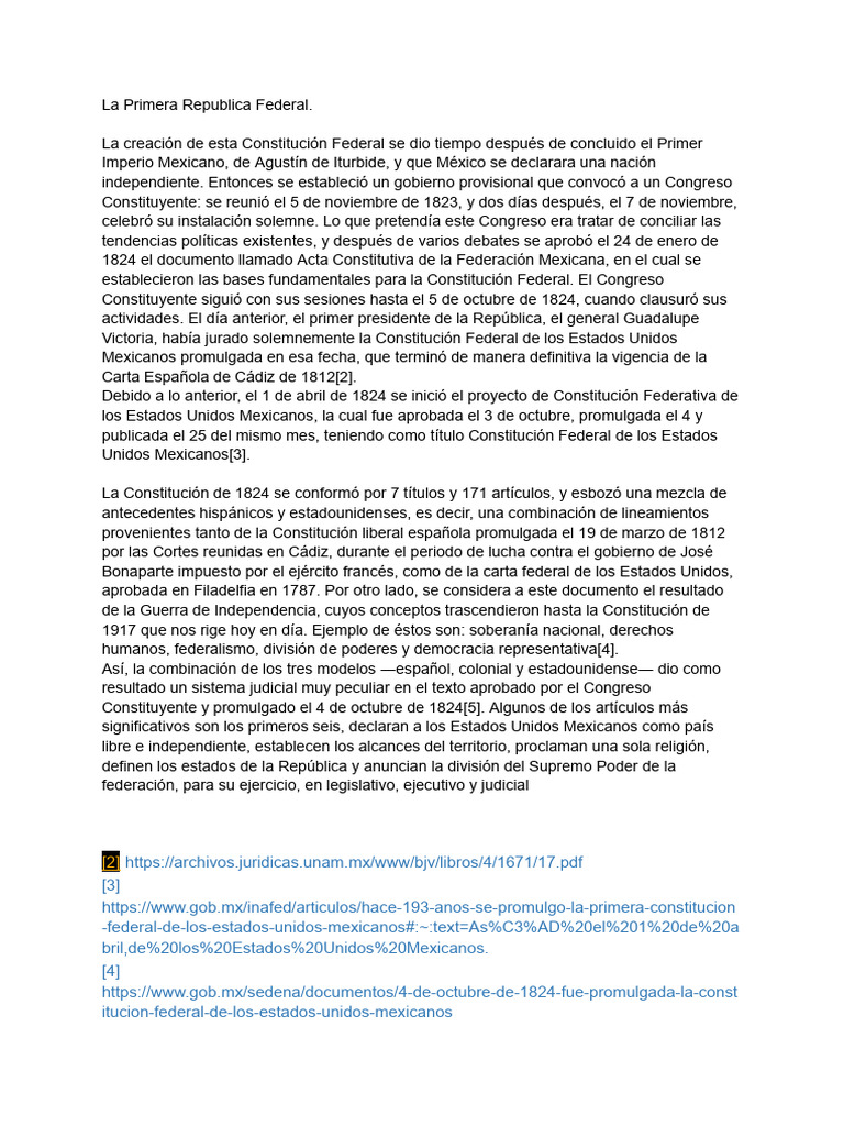 La Primera Republica Federal | PDF | México | Gobierno