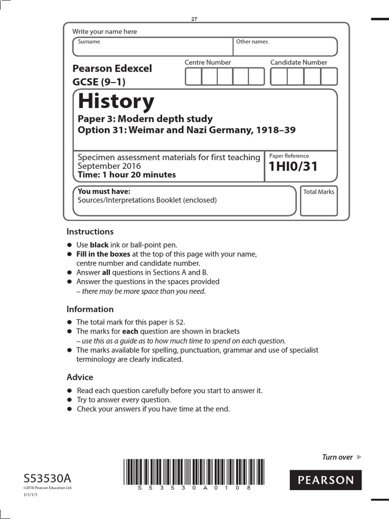 GCSE History: Weimar and Nazi Germany Exam | PDF | Nazi Germany | Adolf ...
