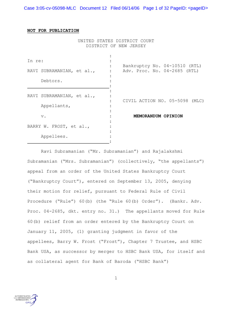 USCOURTS NJD 3 - 05 CV 05098 0 | PDF | Law