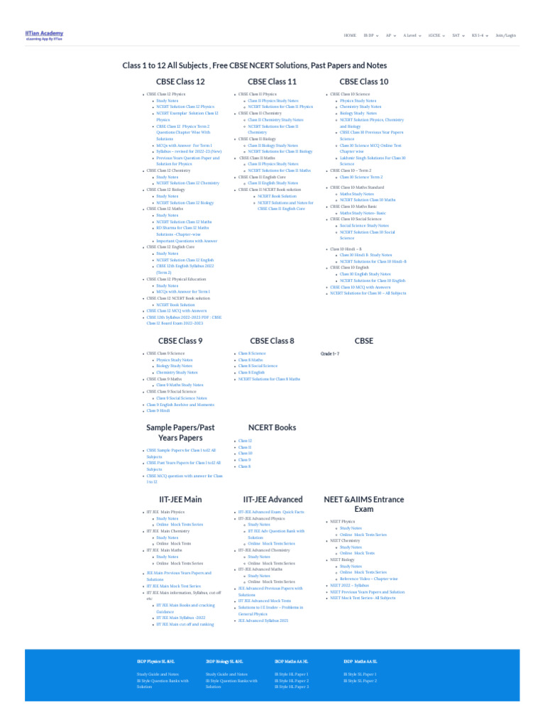 WWW Iitianacademy Com Class 1 To 12 All Subjects Free Cbse Ncert ...