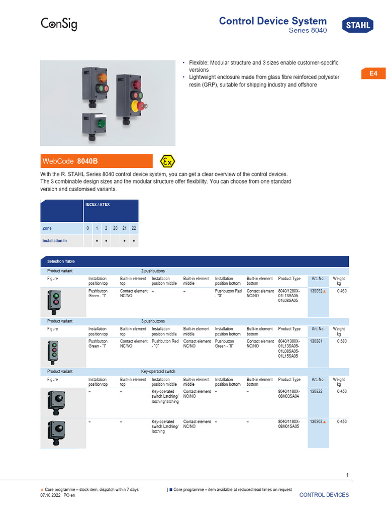 Ex Product Overview Control Device System 8040 en GB Rstahl | Download ...