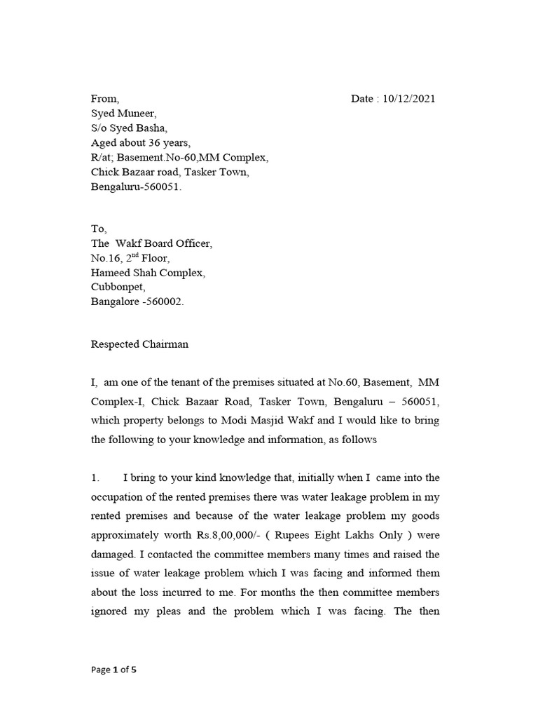 Muneer Letter Waqf Board Officer | PDF