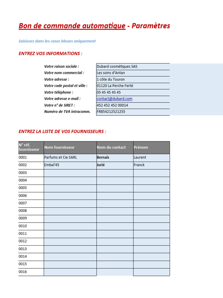 Bon de Commande Excel Automatique Gratuit 1 | PDF | Taxe sur la valeur ...