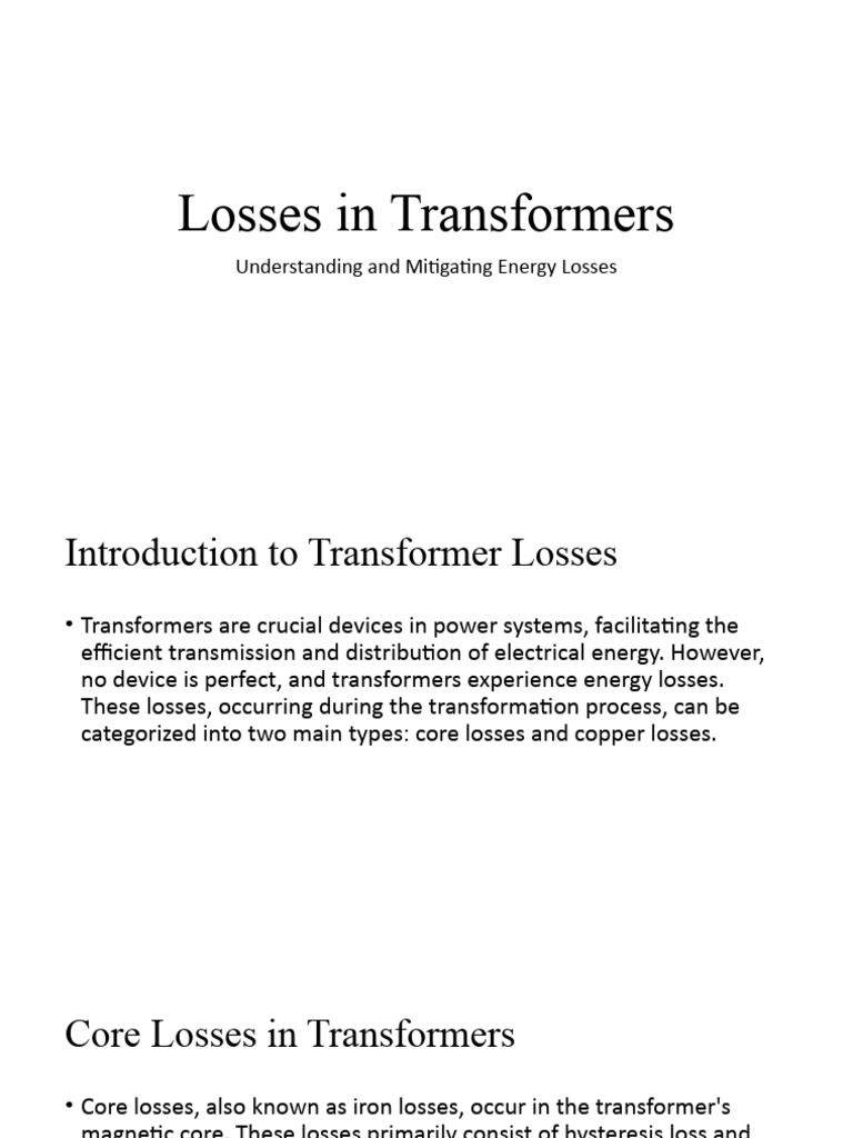 Losses in Transformers Presentation | PDF | Transformer | Materials Science