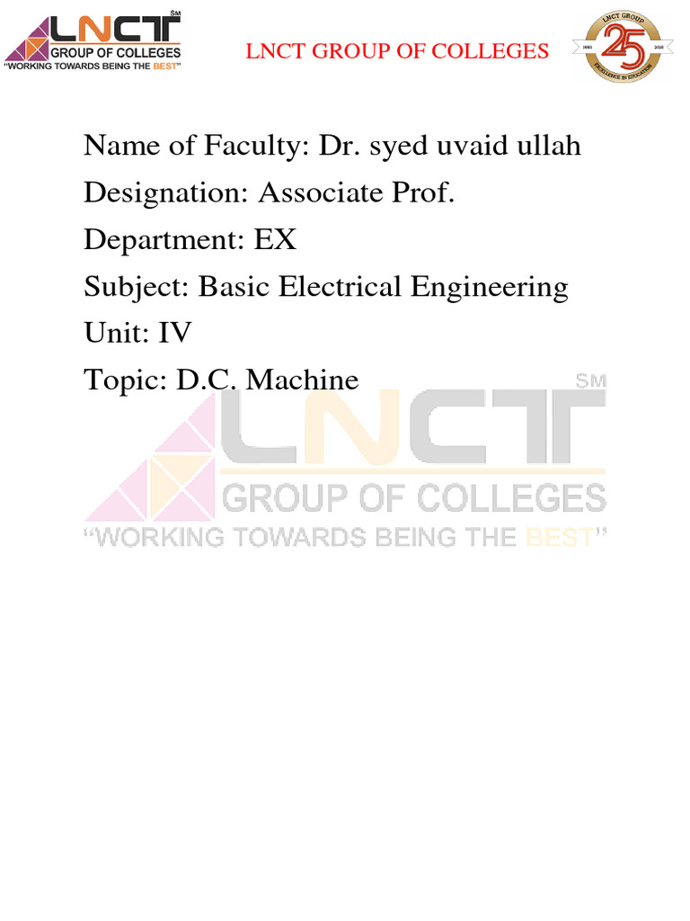 Notes BT-104 Beee LNCT | PDF | Electric Motor | Electric Generator