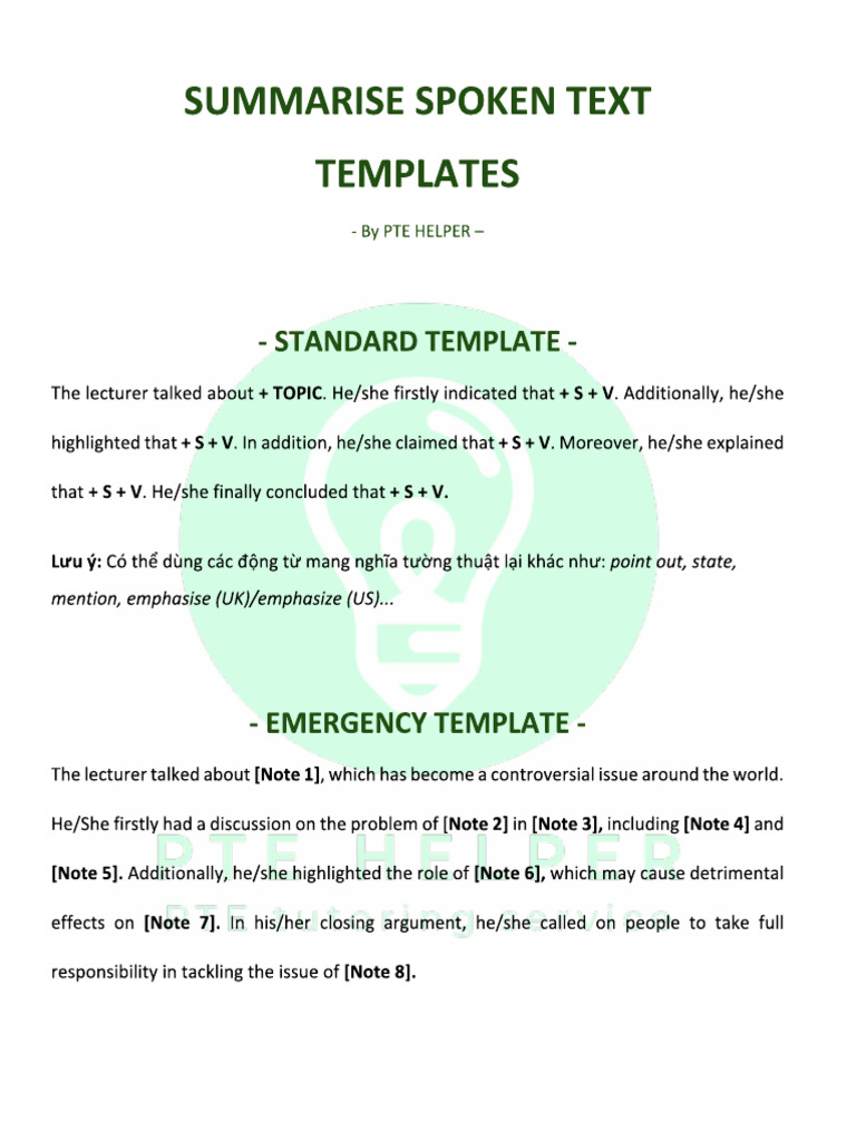 Summarise Spoken Text | PDF
