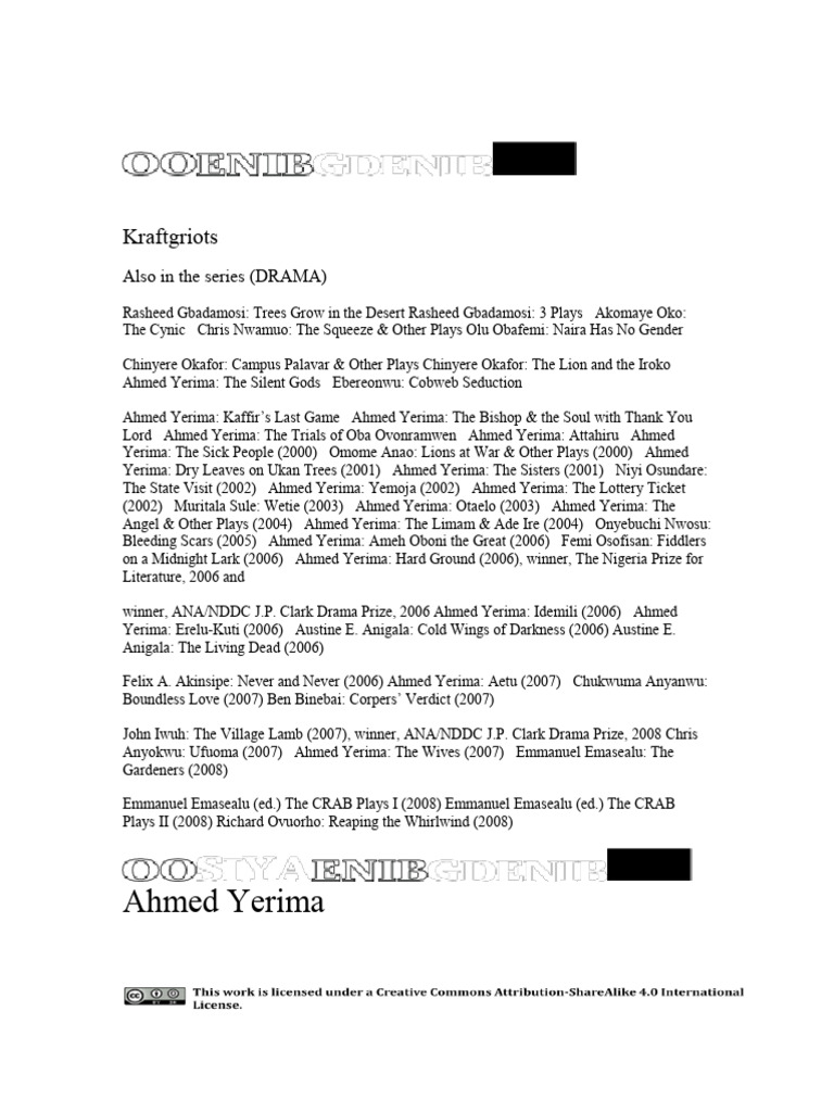 Ahmed Yerima's Dramatic Works Overview | PDF | Art | Poetry