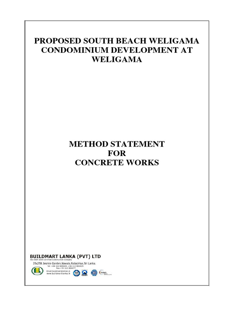 Method Statement For Concrete Works | Download Free PDF | Concrete ...