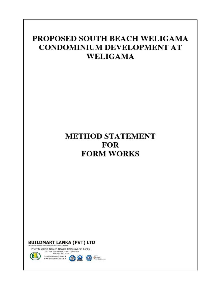 Method Statement For Form Work | PDF | Personal Protective Equipment ...