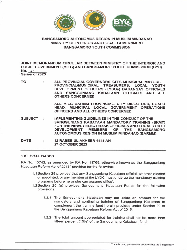 JMC Re Implementing Guidelines in The Conduct of The SKMT | PDF