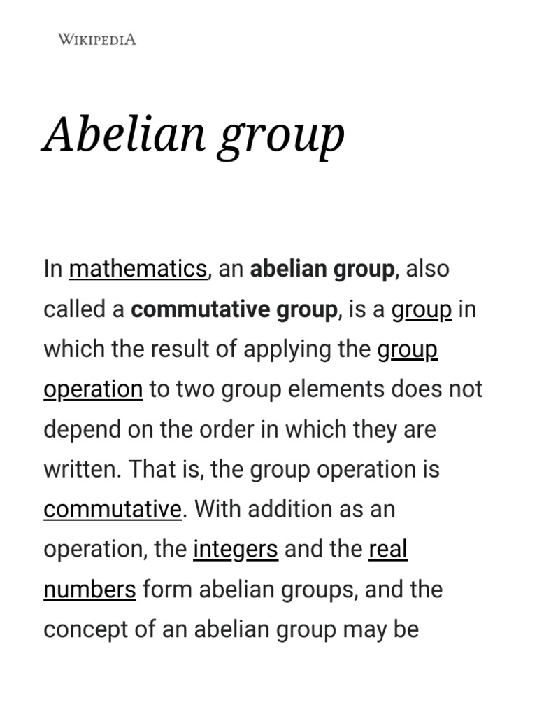 Abelian Group | PDF | Group (Mathematics) | Ring (Mathematics)