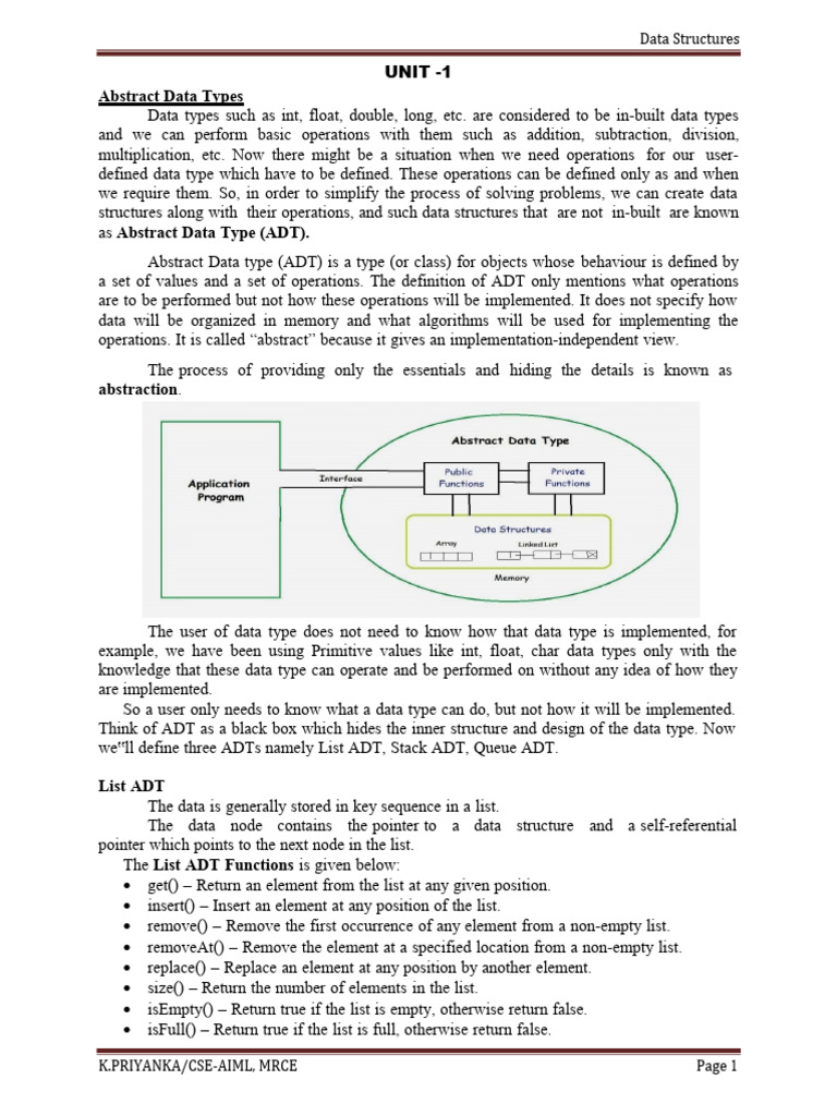 II CSM B DS Unit-1 | PDF | Queue (Abstract Data Type) | Data Type