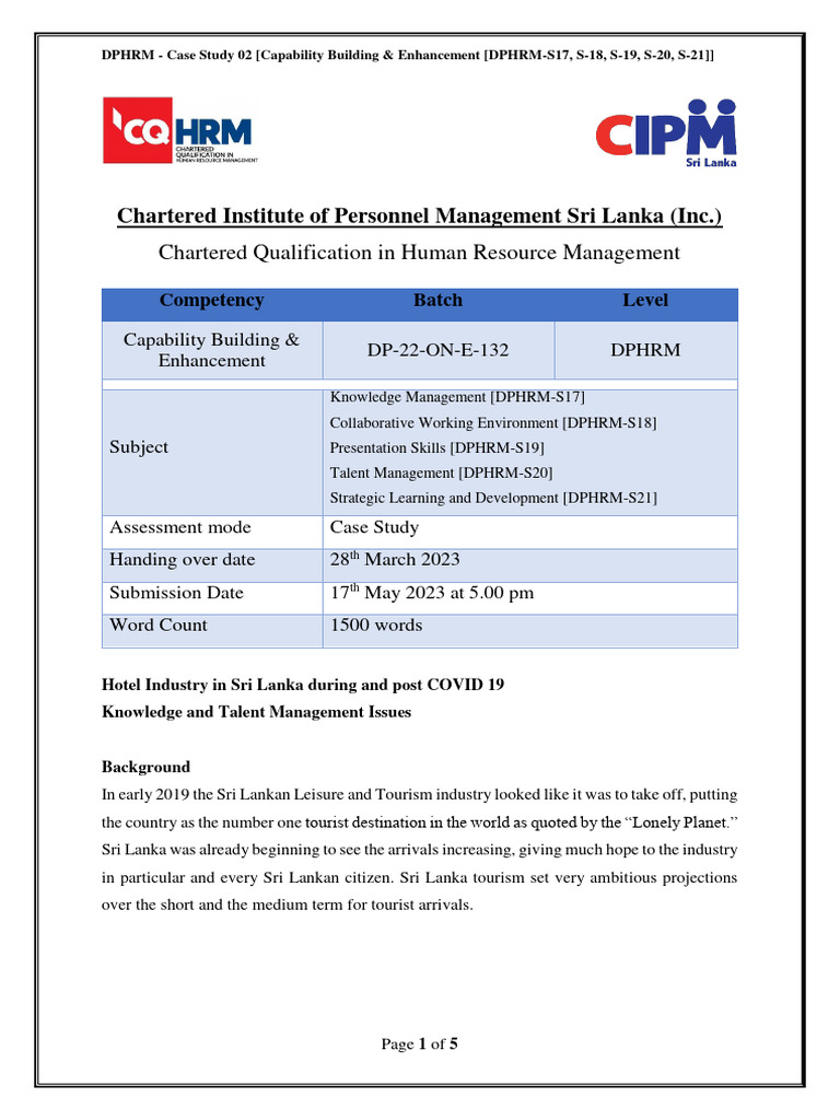 DPHRM - Case Study 02 (Capability Building Enhancement (DPHRM-S17, S-18 ...