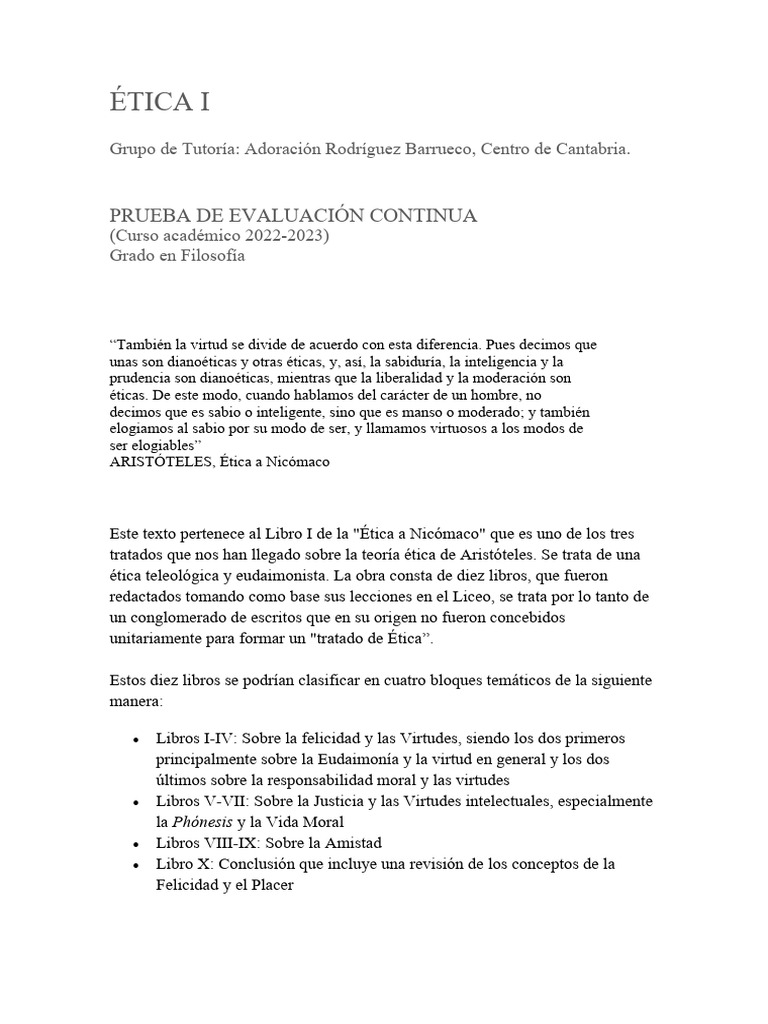 PEC 2022-2023 Aristoteles | PDF | Virtud | Aristóteles
