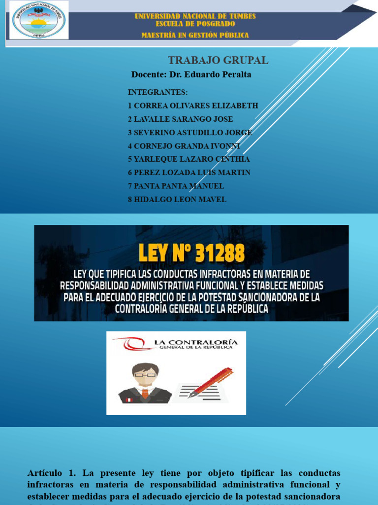 Diapositivas Ley 31288 - Grupo 5 | PDF | Regulación | Esfera pública