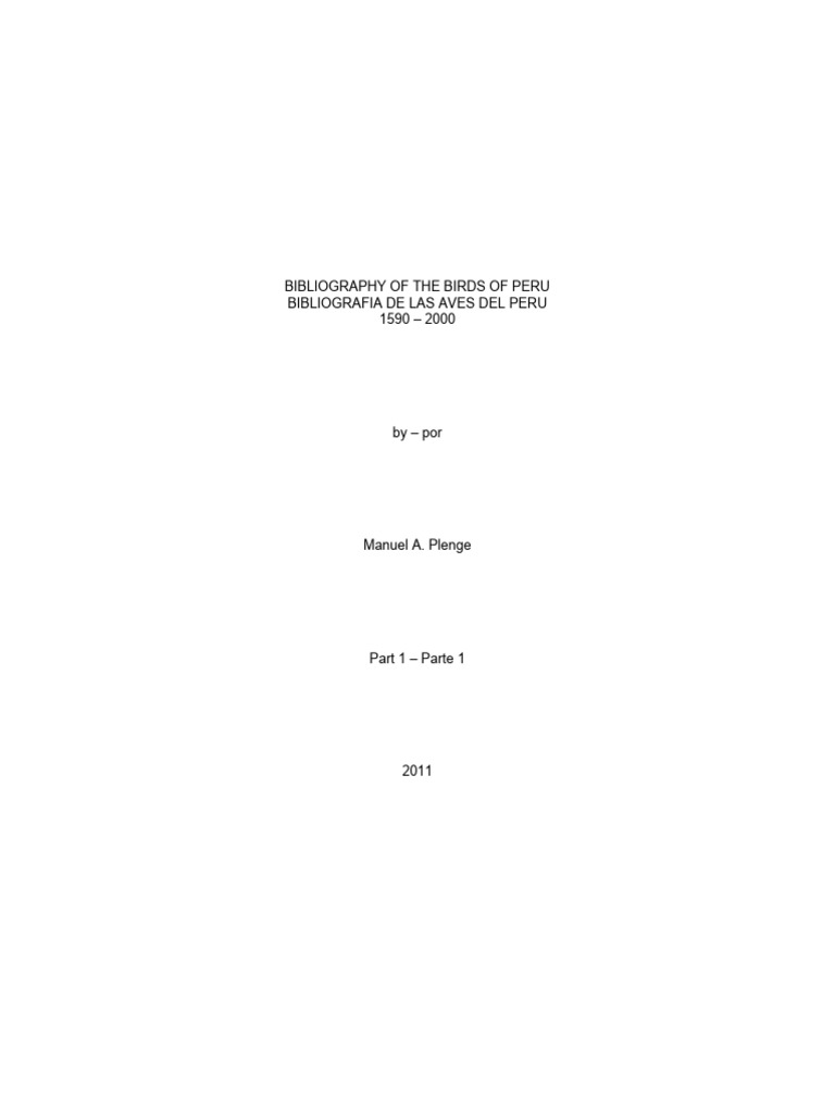 Bibliography of The Birds of Peru 1590-2000 | PDF | Peru | Ornithology