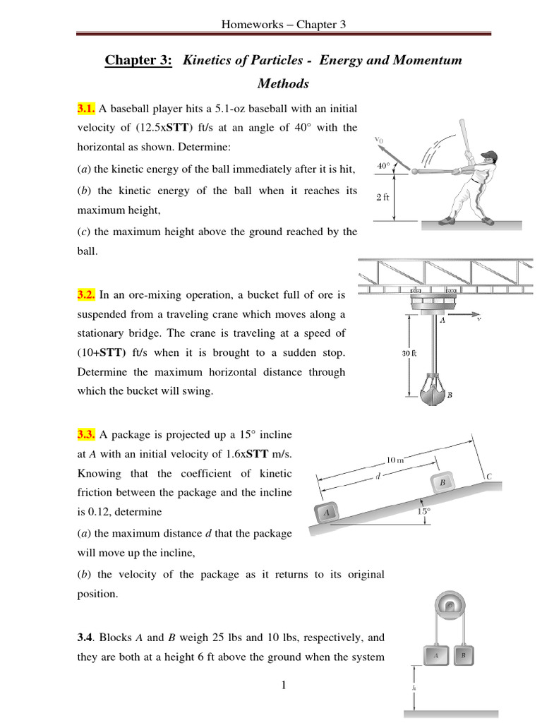 Danymics - Homeworks - Chapter 3 Kinetics of Particles - Energy and Momentum Methods | PDF ...