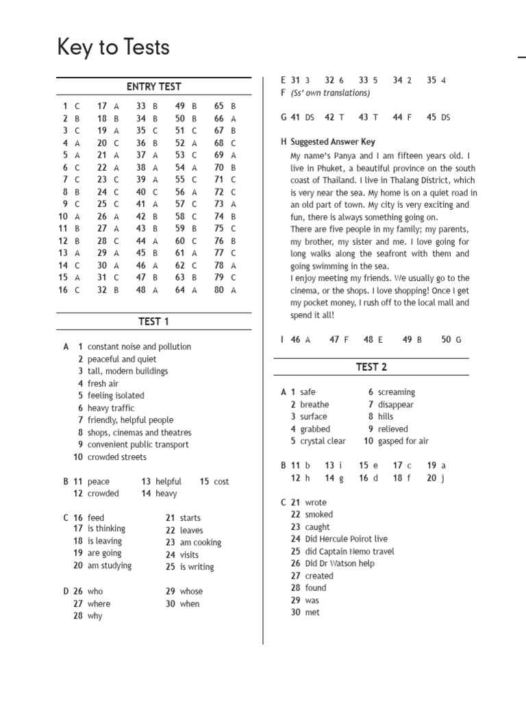 14 Answer Key Module Test 1-10 ACTION 3 | PDF
