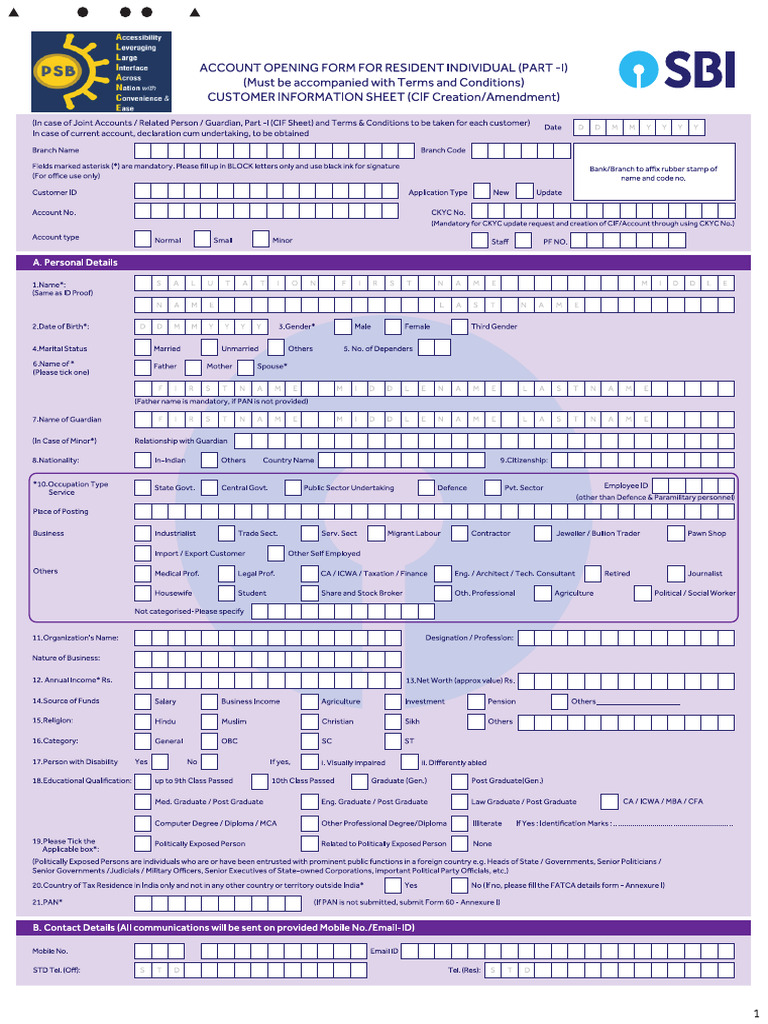 241123-Common Deposit Account Opening Form - English | PDF