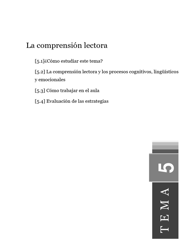 Tema 5 | PDF | Comprensión lectora | Educación primaria