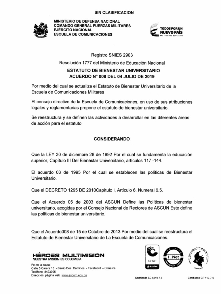 Estatuto de Bienestar Escom | PDF