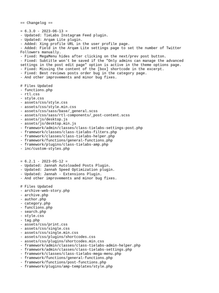 Changelog | PDF | Html Element | Word Press