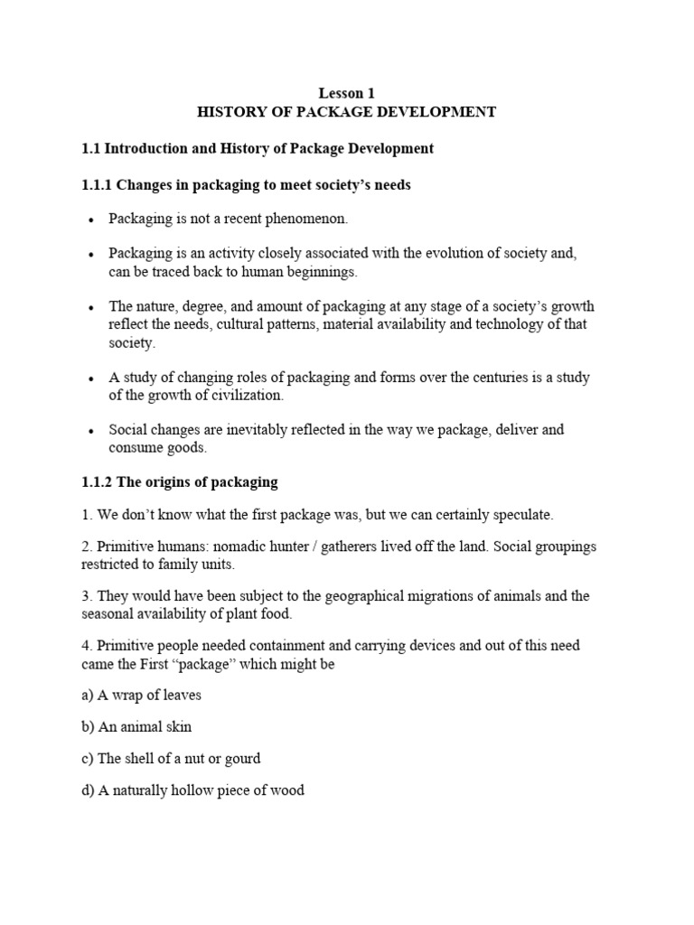 Introduction To Packing & History | Download Free PDF | Packaging And ...