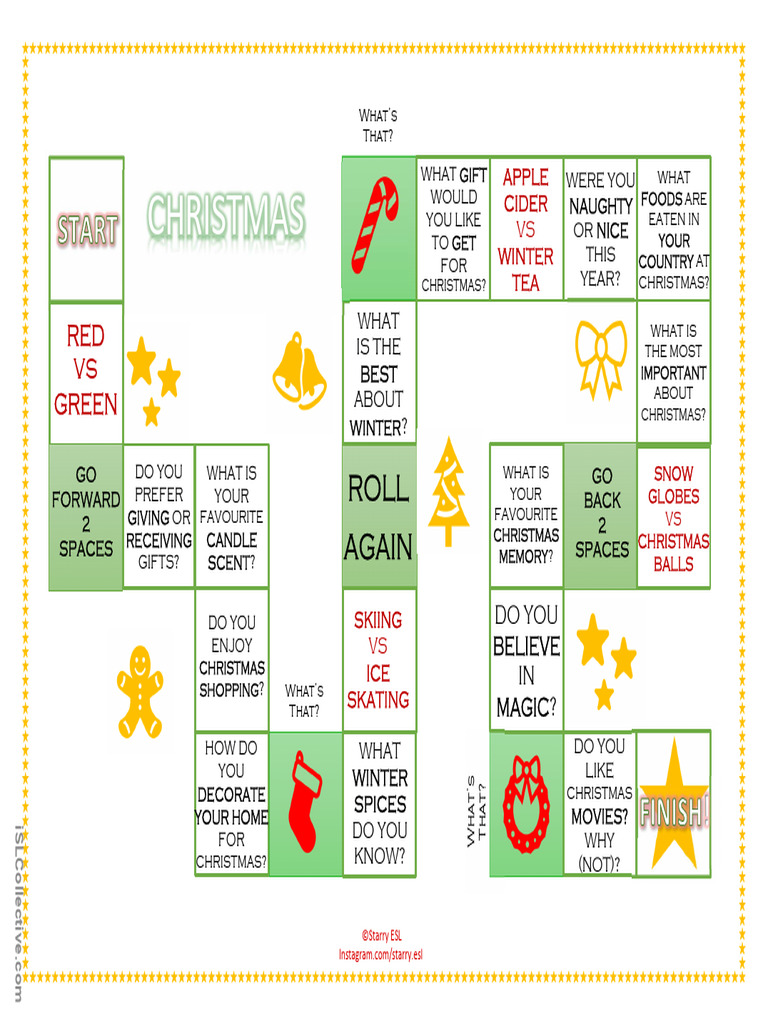 Christmas Board Game (Christmas Speaking) | PDF
