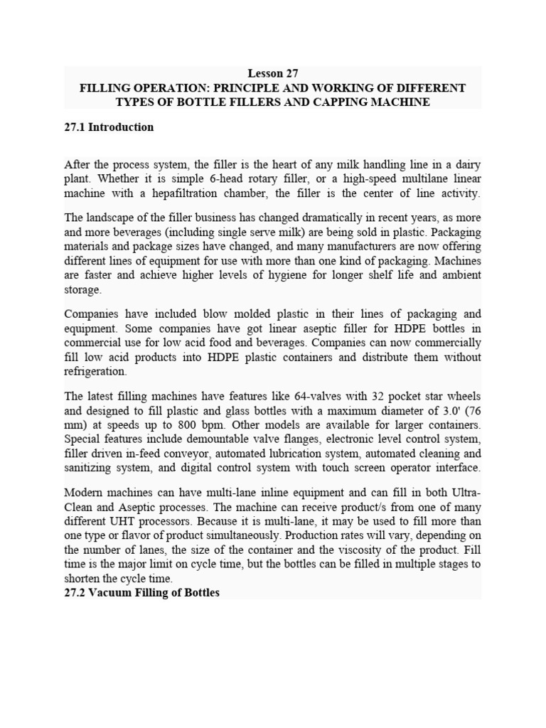 Filling Operationp Rinciple and Working of Different Types of Bottle Fillers and Capping Machine ...