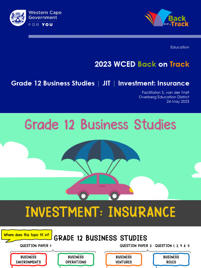 BSTD Gr12 Jit Investment Insurance Eng Final | PDF | Insurance | Indemnity