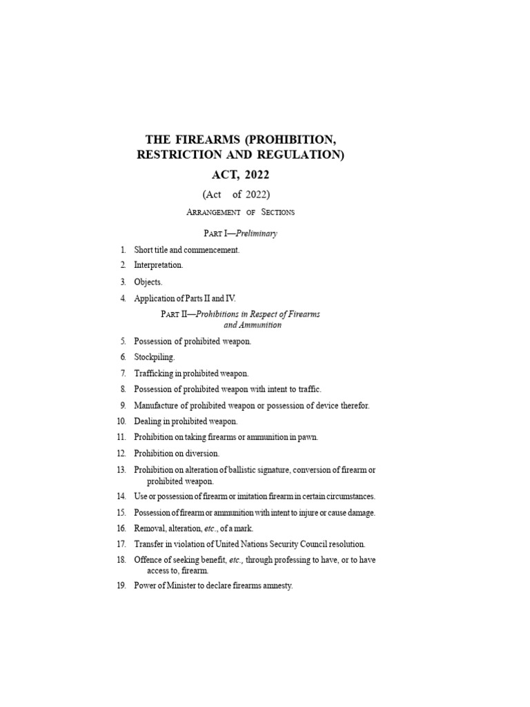 The Firearm (Prohibition, Restriction and Regulation) Act | PDF | Life ...