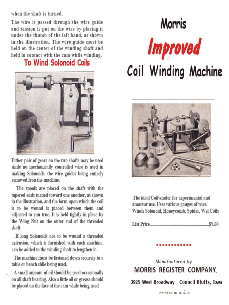 Morris Coil Winder Page One | PDF